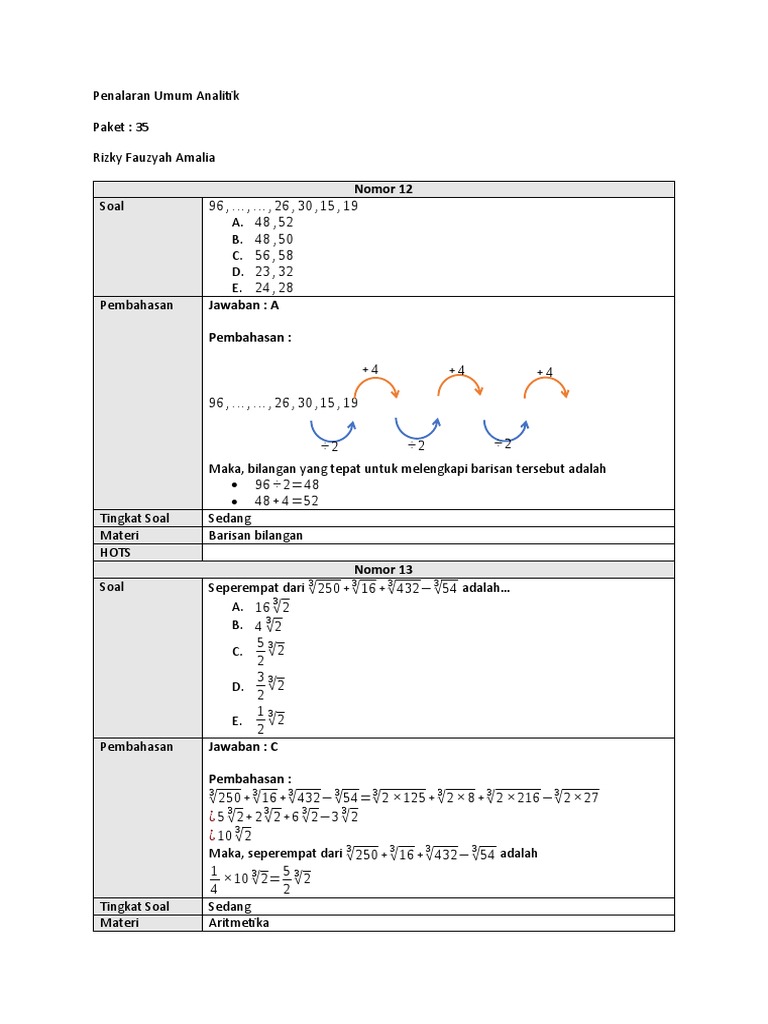 Penalaran Umum Analitik | PDF