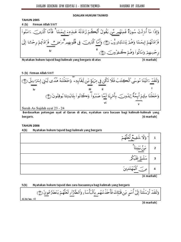 Soalan Hukum Tajwid | PDF