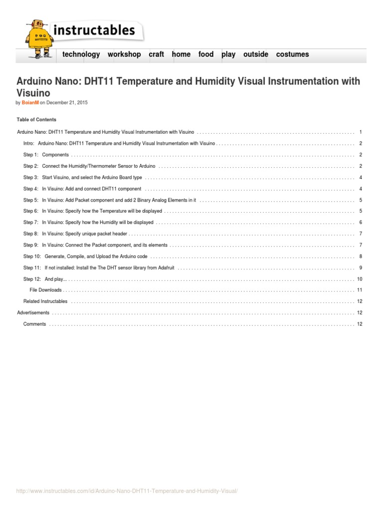 Arduino Nano DHT11 Temperature and Humidity Visual | PDF | Arduino | Sensor