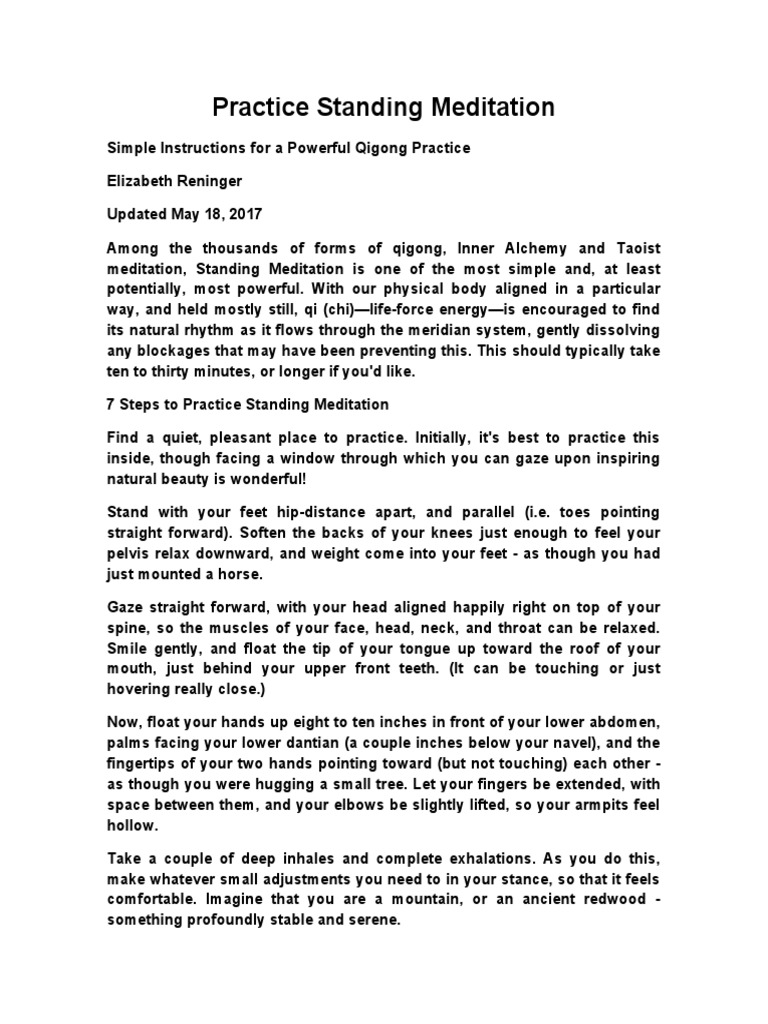 Practice Standing Meditation | PDF | Qigong | Meditation