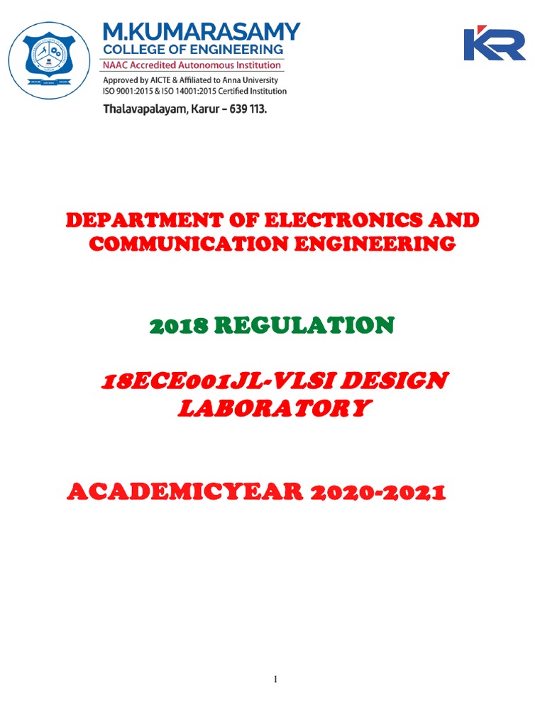 VLSI LAB Record | PDF | Engineering | Computer Engineering