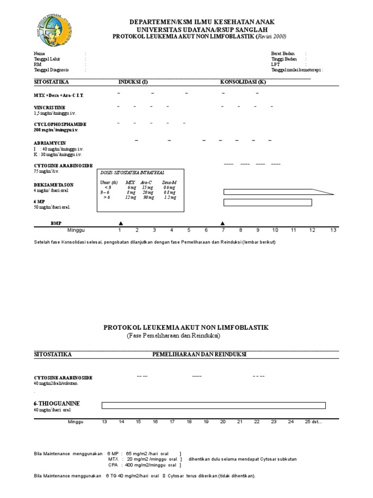 Protokol Kemoterapi Leukemia Akut | PDF | Sains & Matematika