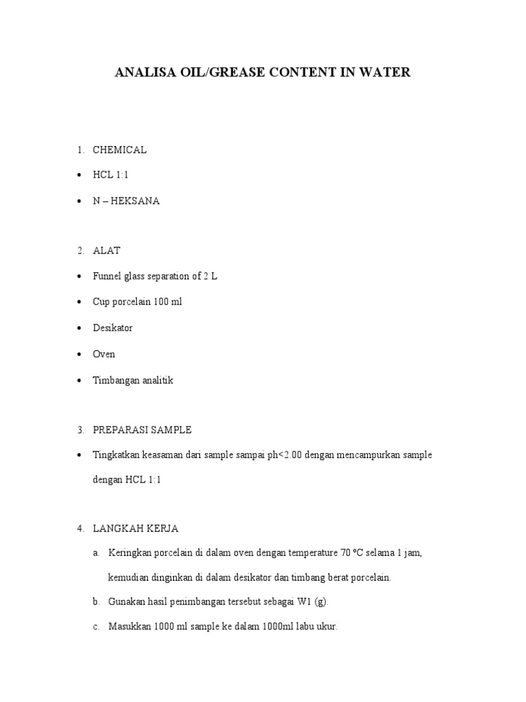 Analisa Oil and Grease | PDF
