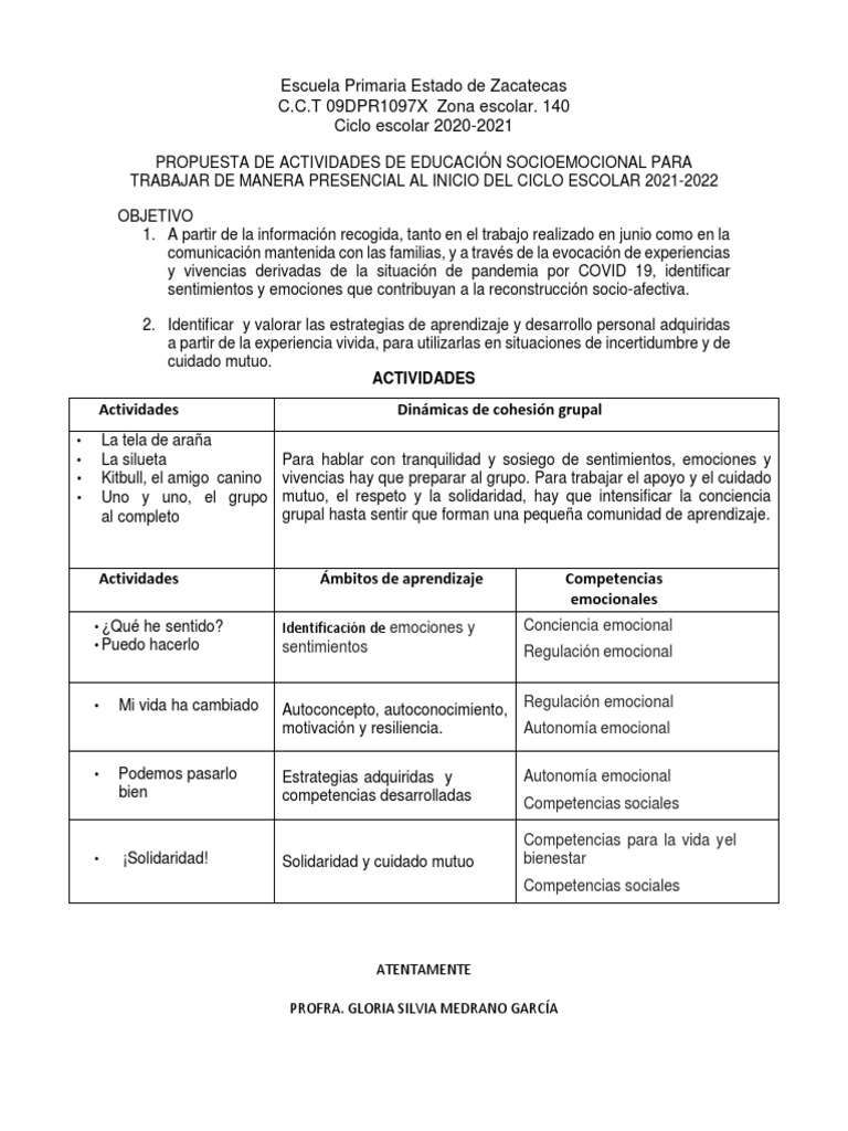 Actividades Educacion Socioemocional | PDF | Las emociones | Aprendizaje