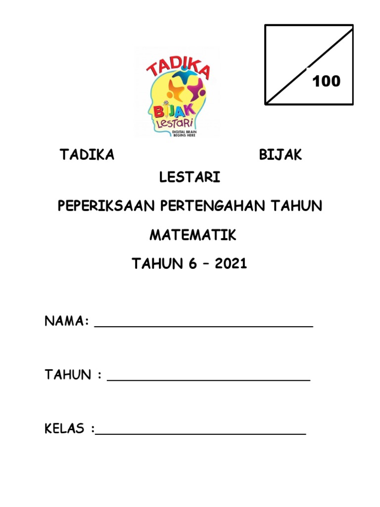 EXAM PAPER MATH 6 Tahun | PDF