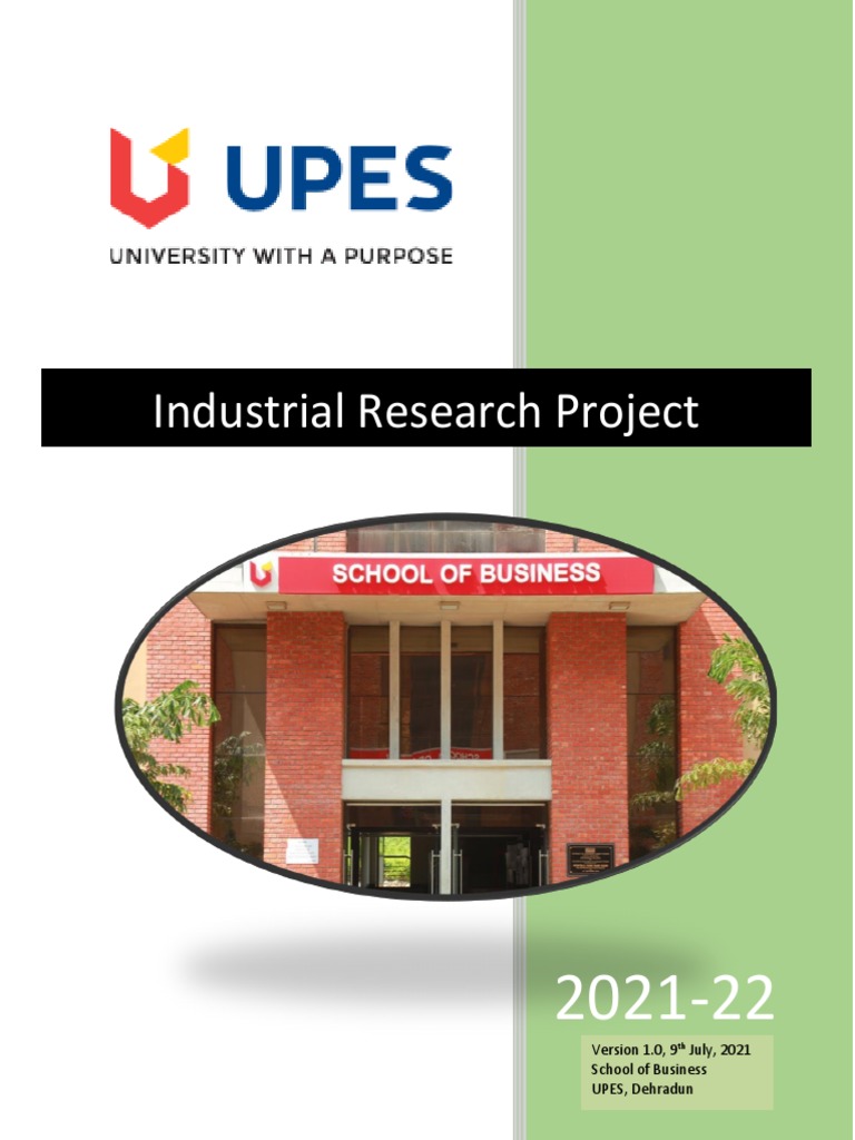 Industrial Research Project: Version 1.0, 9 July, 2021 School of ...