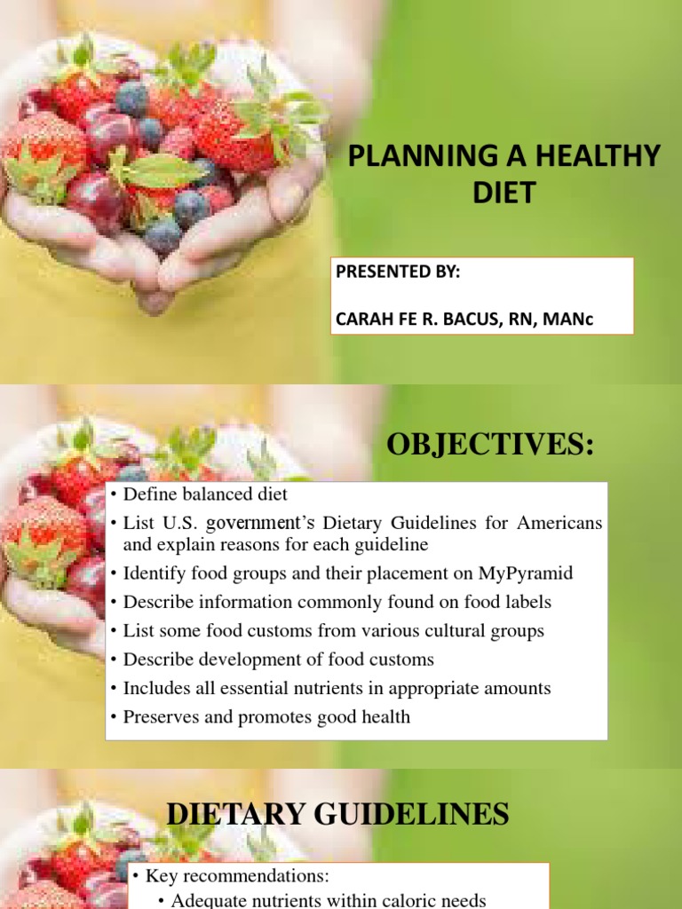 Planning A Healthy Diet | PDF | Foods | Vegetarianism