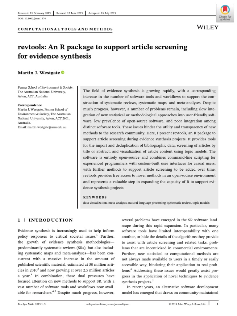 Revtools: An R Package To Support Article Screening For Evidence ...