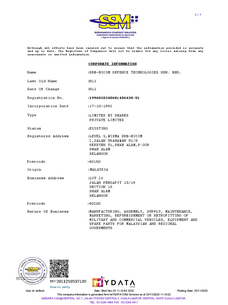 Corporate Information: Scan To Verify | Download Free PDF ...