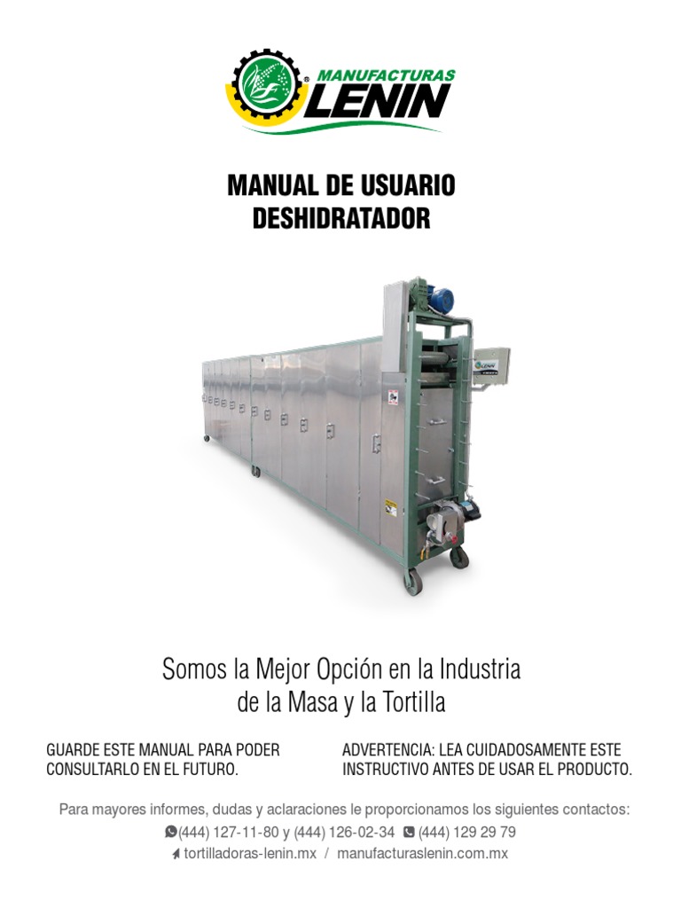 Manual De Uso Deshidratador Pdf Presión