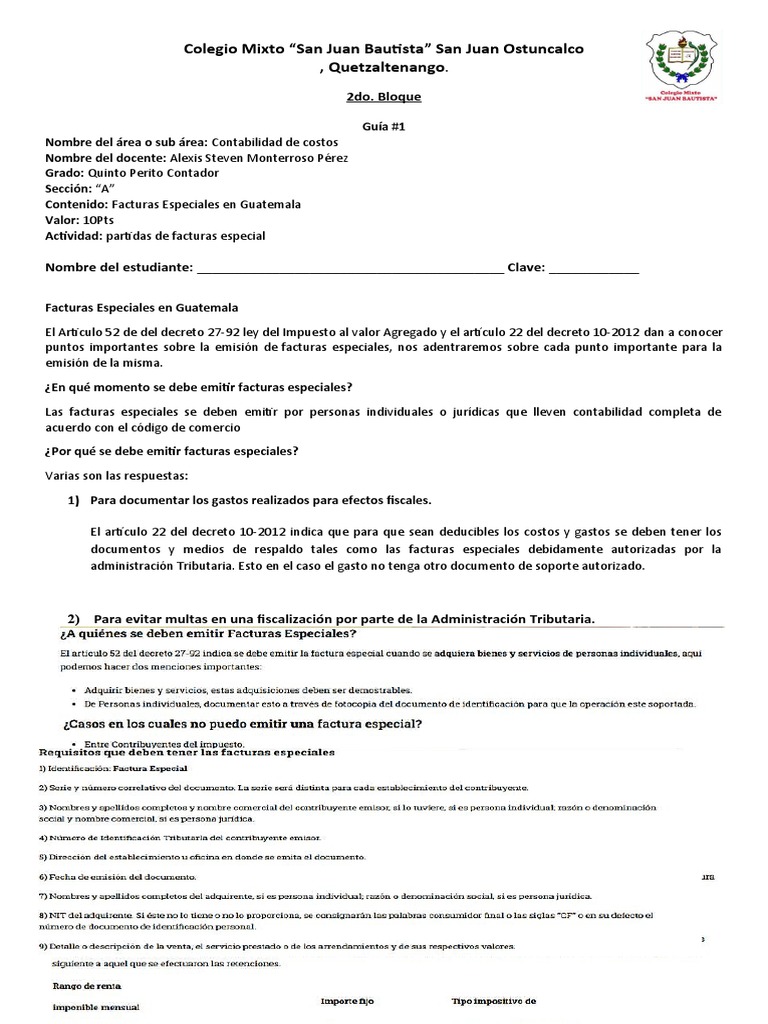 Facturas especiales en Guatemala: documentando gastos para efectos ...