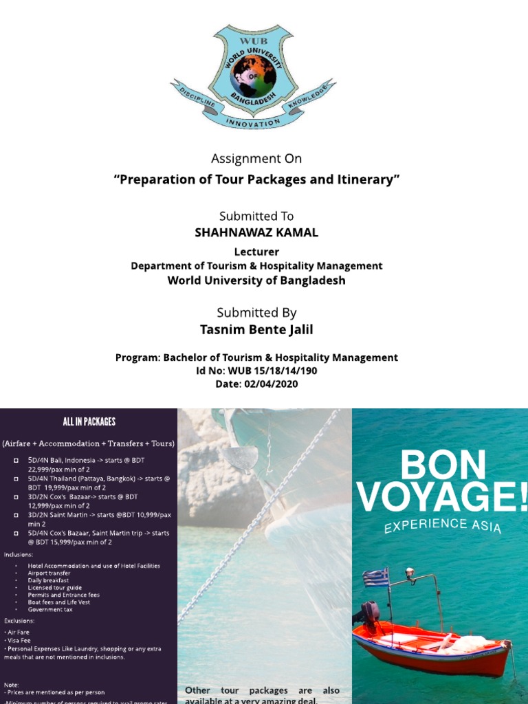 Preparation of Tour Packages and Itinerary Assignment | PDF | Service ...