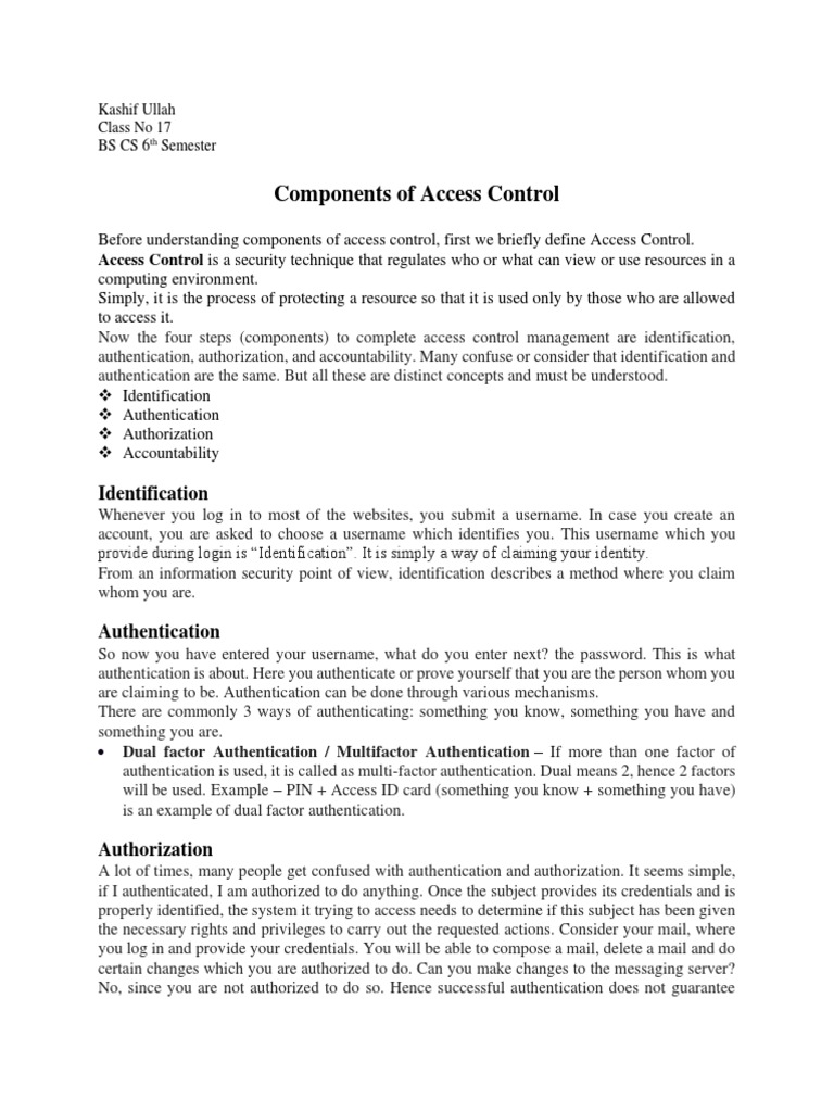 Information Security Assignment Pdf Authentication Access Control