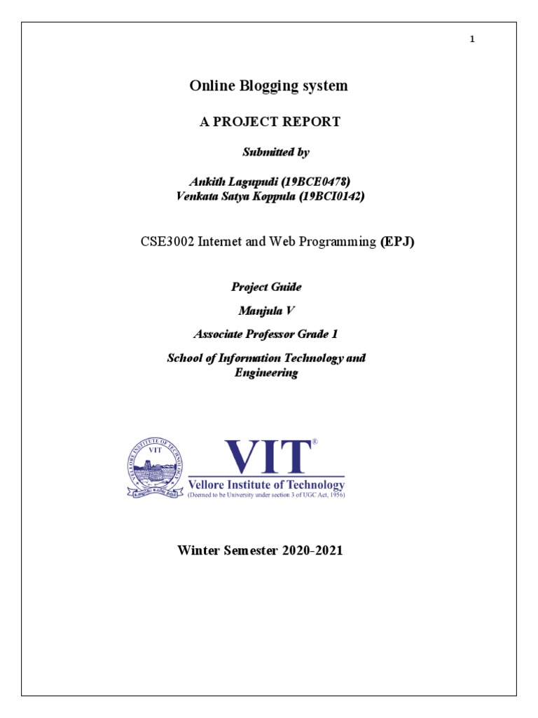 Online Blogging System: A Project Report | PDF | World Wide Web ...