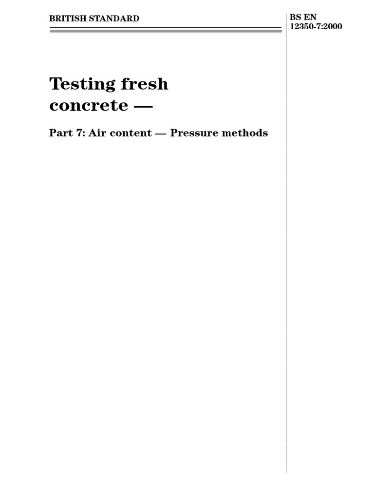 BS en 12350 7 2000 Testing Fresh Concrete Part 7 Air Content Pressure ...