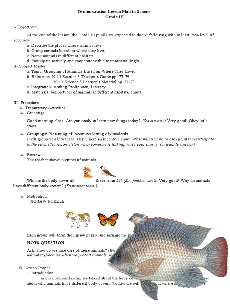 Demonstration Lesson Plan in Science Grade III | PDF | Teachers ...