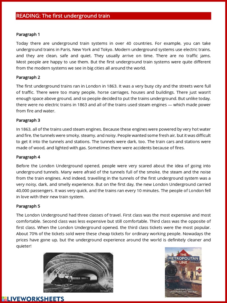 Reading - Underground Train | PDF | Train | Transportation Engineering