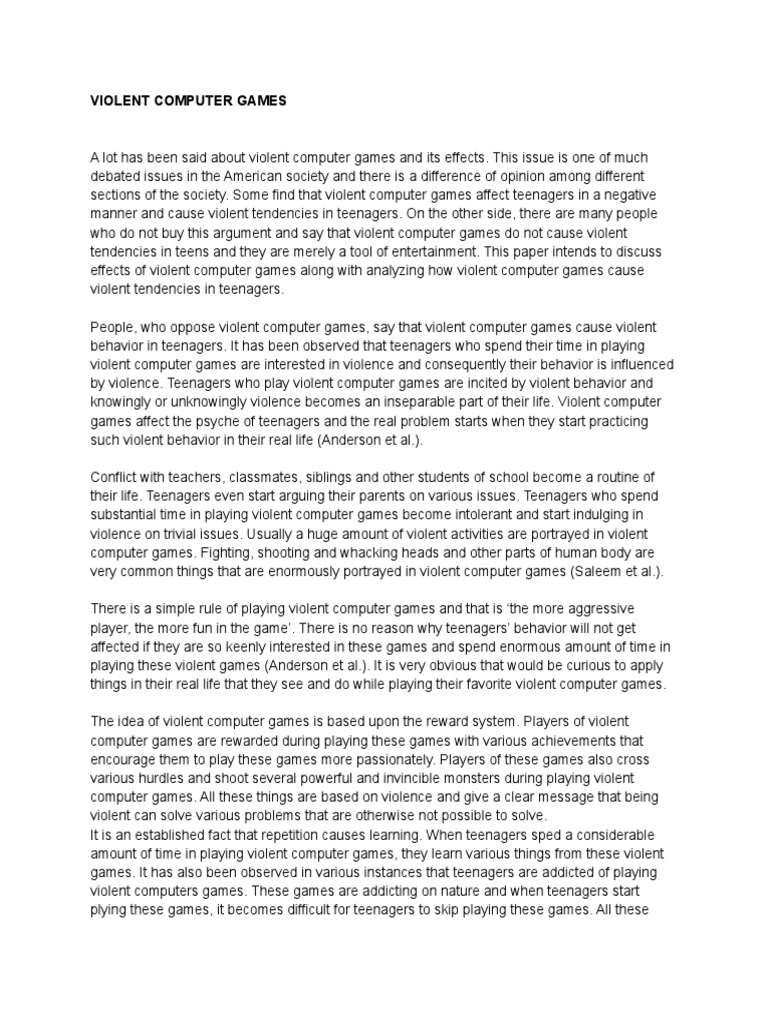 Argumentative Essay | PDF | Adolescence | Violence