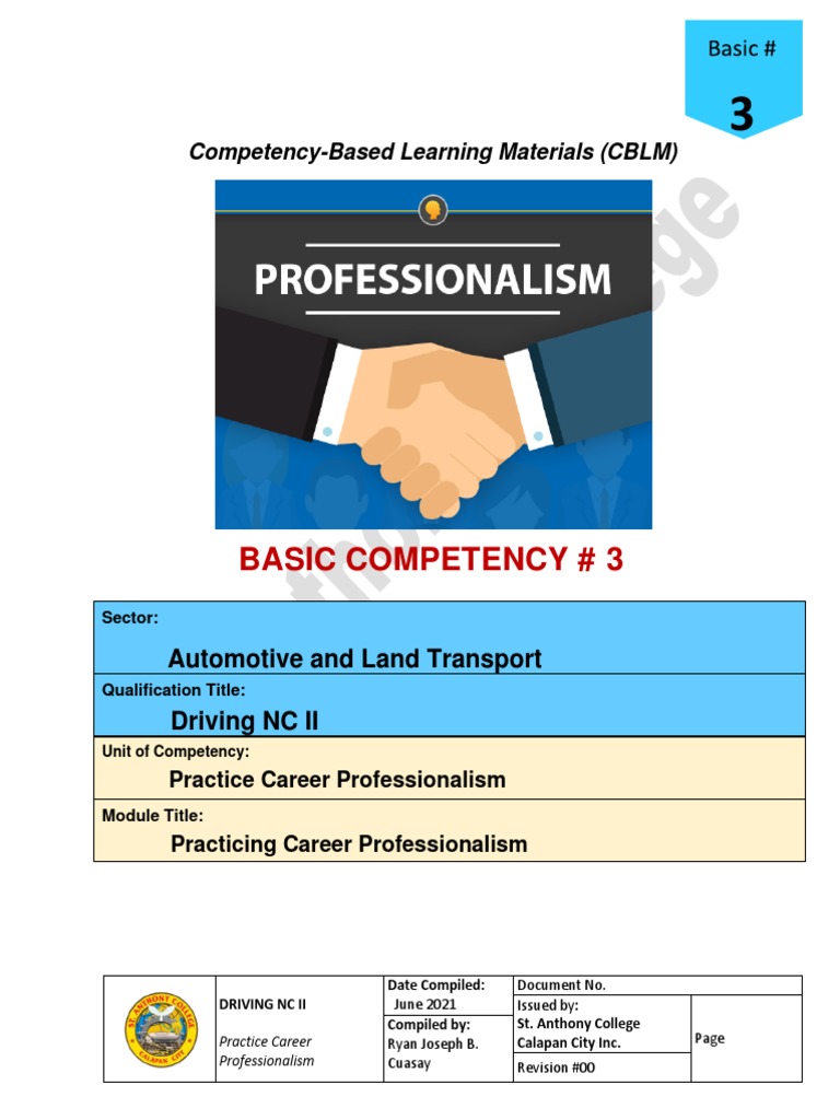 Basic 3 Practice Career Professionalism | PDF | Goal | Competence ...