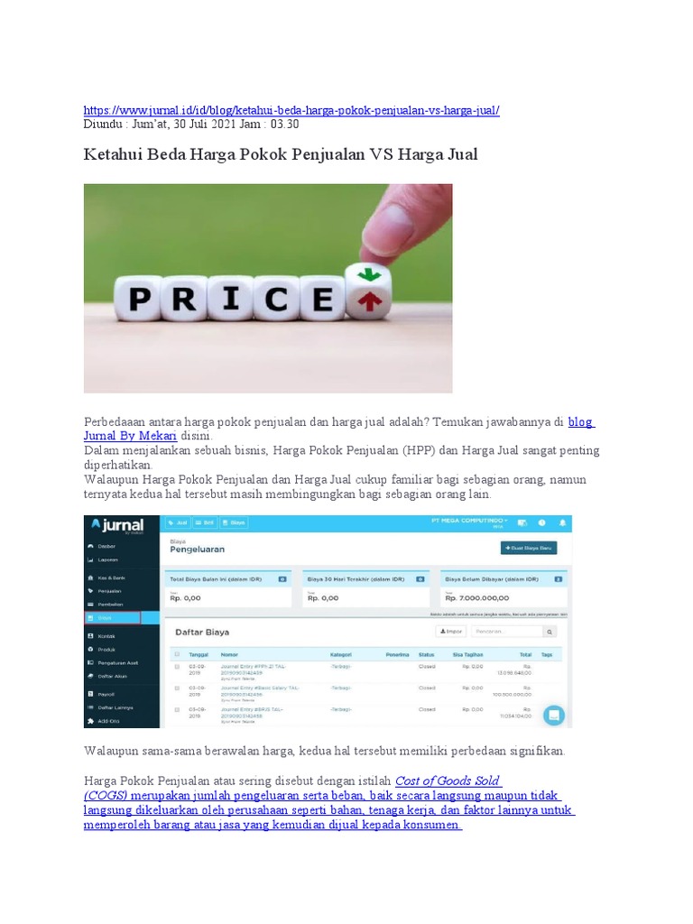 Materi 1 Beda HPP Dan Harga Jual | PDF | Pengelolaan Keuangan & Uang