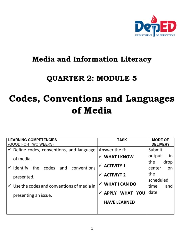 Codes, Conventions and Languages of Media | PDF | Mass Media | Information