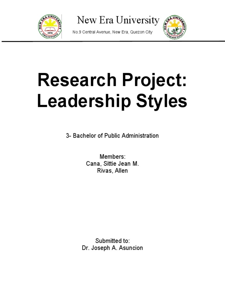 Research Project: Leadership Styles: New Era University | PDF ...