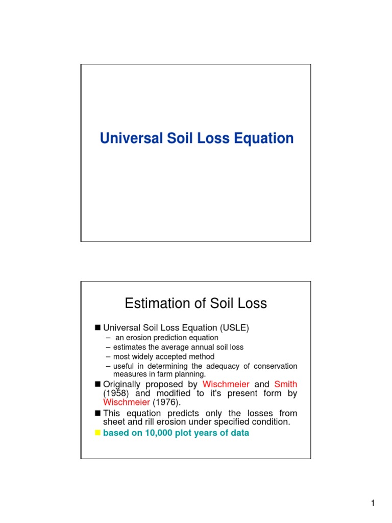 Universal Soil Loss Equation | PDF | Erosion | Sediment