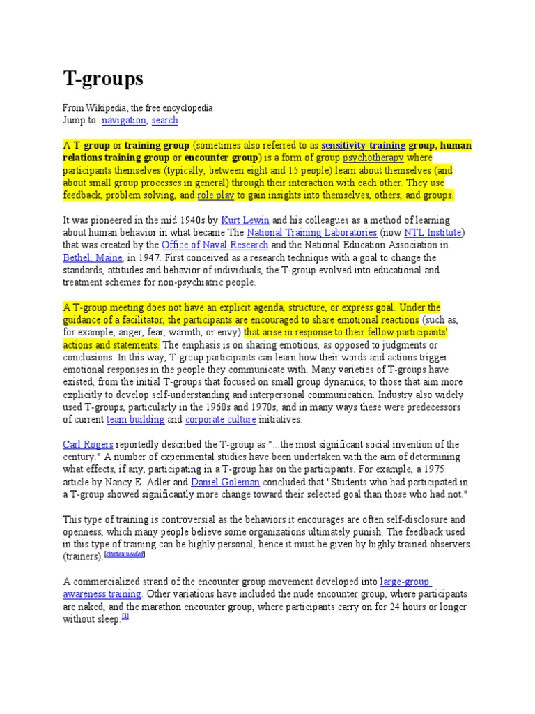 T Groups and Sensitivity Training | PDF | Social Psychology | Human Nature