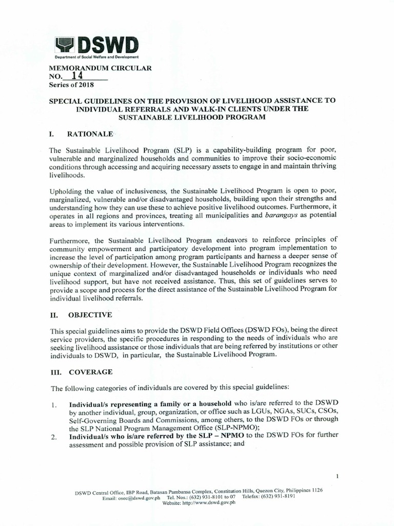 Dswd's Sustainable Livelihood Program | PDF