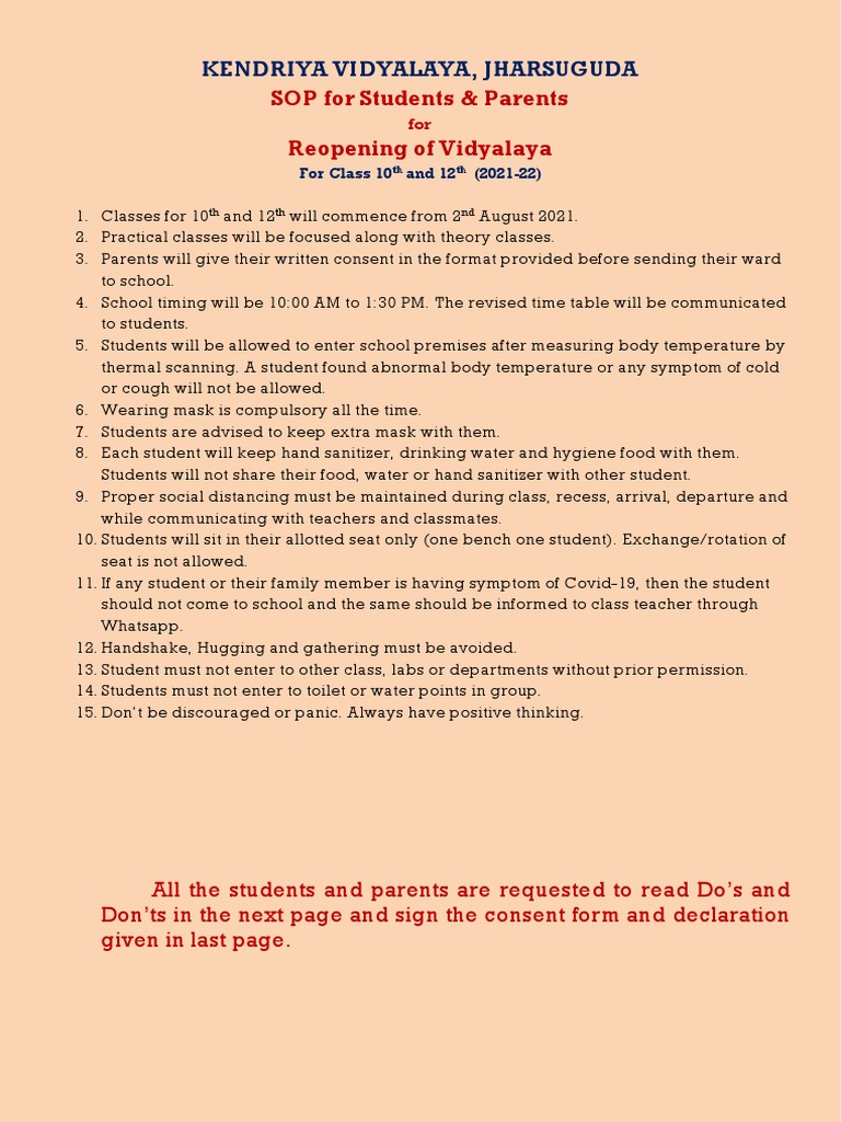 Sop For Students & Parents | PDF | Health Sciences