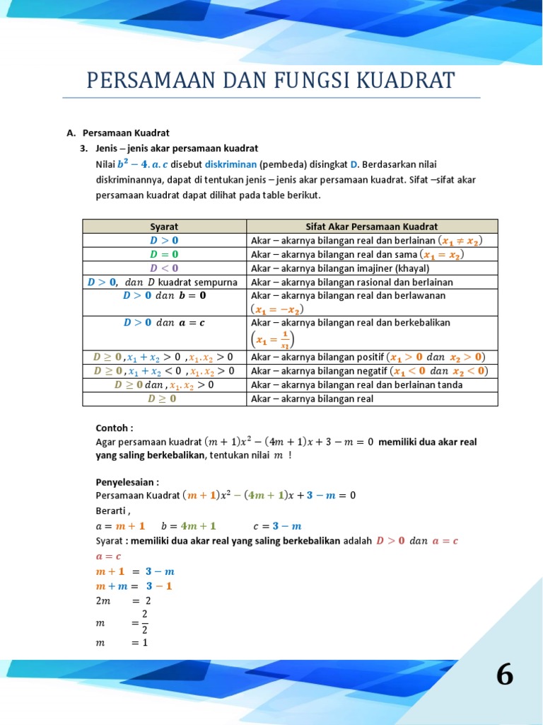 Persamaan Dan Fungsi Kuadrat 1.2 | PDF
