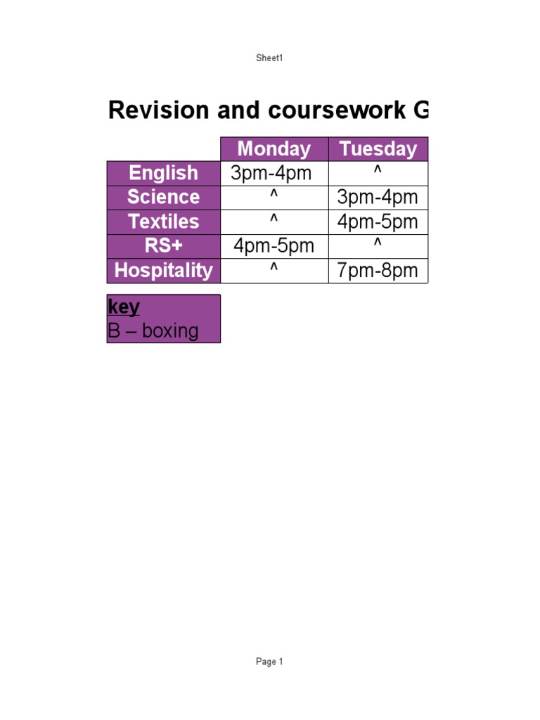 Weekly Revision and Coursework Schedule | PDF | Foreign Language Studies