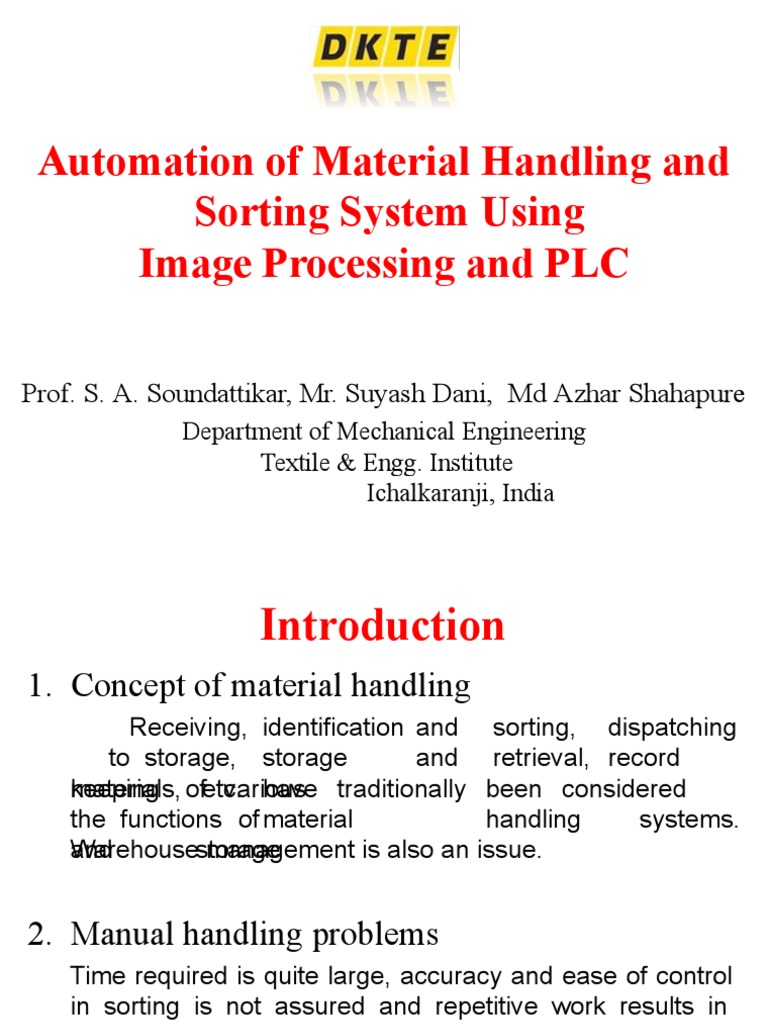 Automation of Material Handling and Sorting System Using Image Processing and PLC | PDF ...