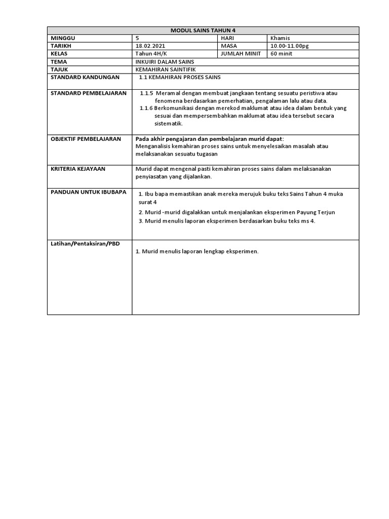 Modul Sains Tahun 4 | PDF
