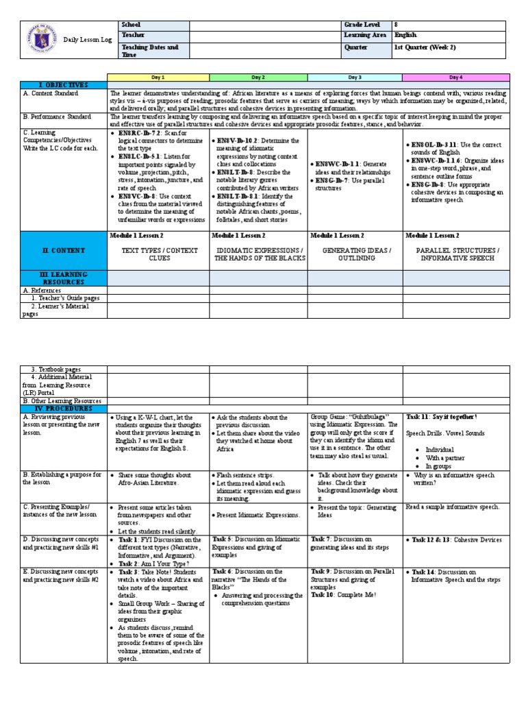 DLL Week 2 | PDF | Learning | English Language