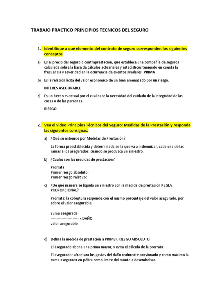 UDA-TP - Principios Técnicos Del Seguro y Reaseguros | PDF | Póliza de seguros | Seguro