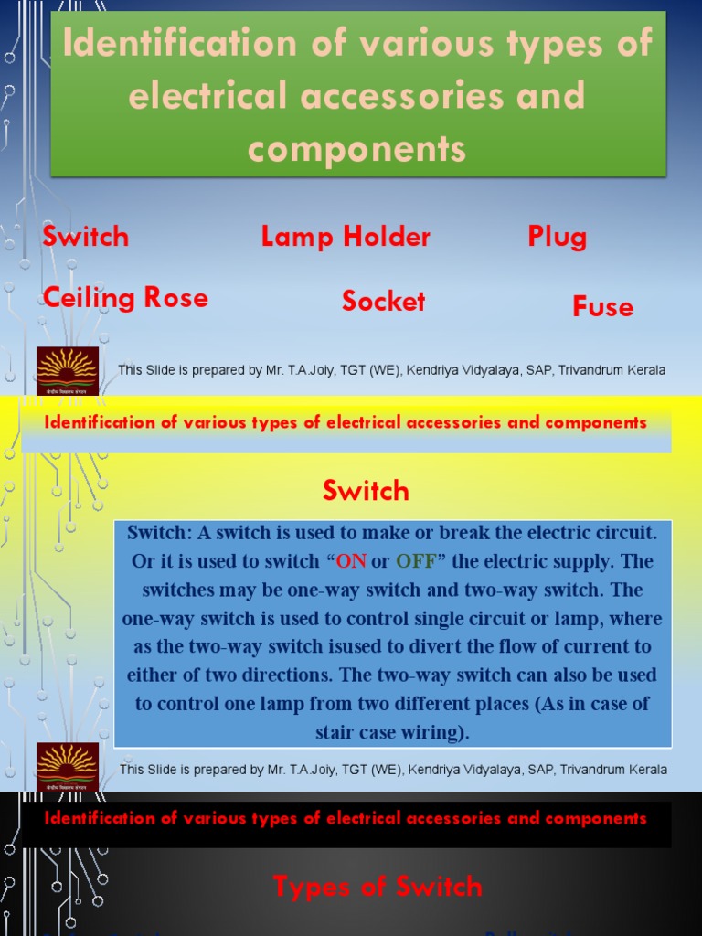 Identification of Electrical Accessories | PDF | Switch | Ac Power ...