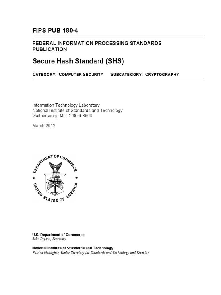 Secure Hash Standard (SHS) : FIPS PUB 180-4 | PDF | Cryptography | Computer Architecture