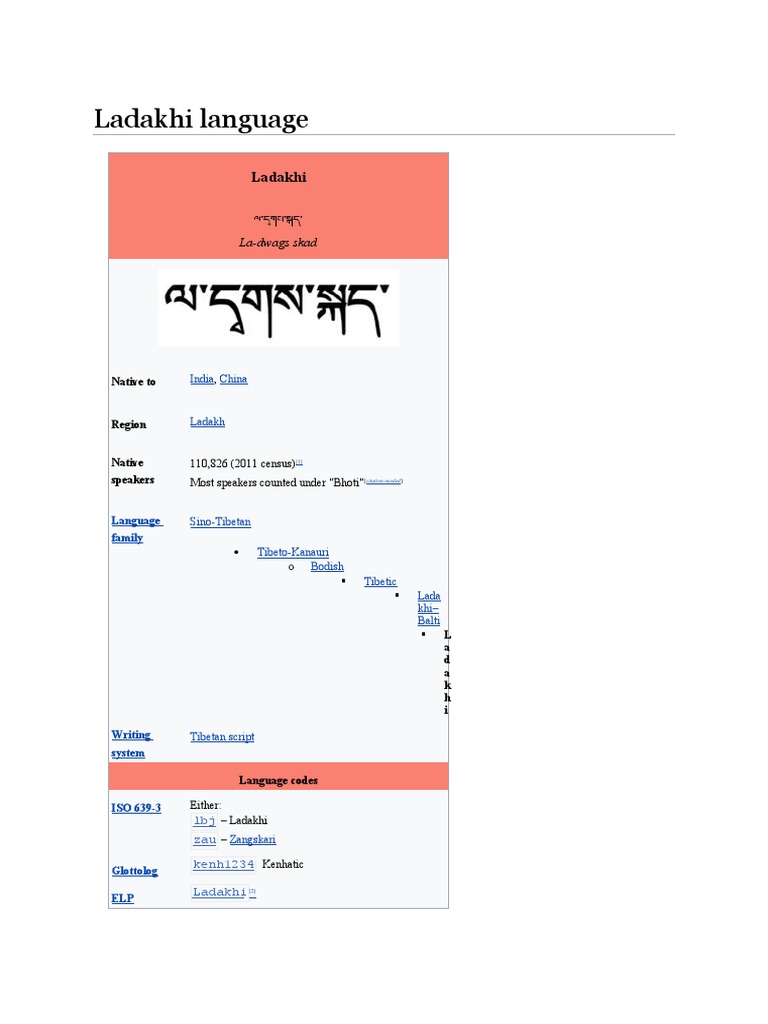 Ladakhi Language | PDF | Linguistics | Language Families