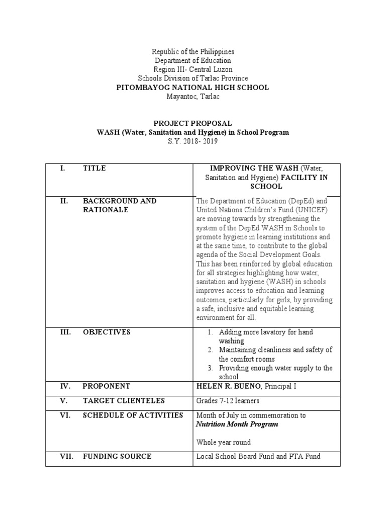 Wash - Project Proposal 2018-2019 | Download Free PDF | Wash | Waste ...
