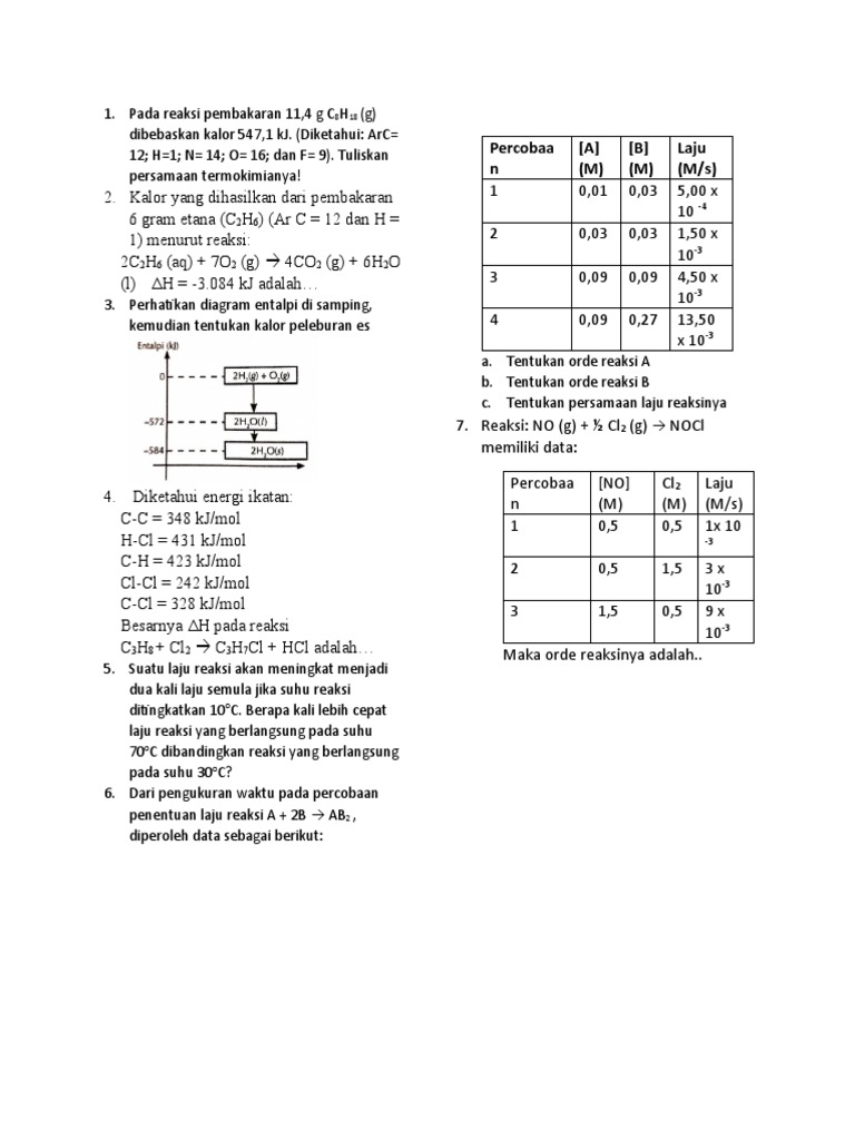 Persamaan Termokimia & Laju Reaksi | PDF