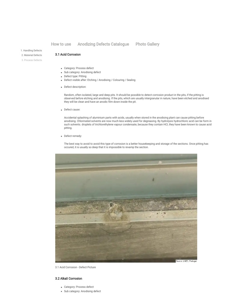Anodizing Defects Catalogue Overview | PDF | Corrosion | Extrusion