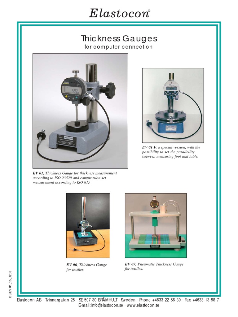Thickness Gauges: For Computer Connection | PDF | Equipment ...