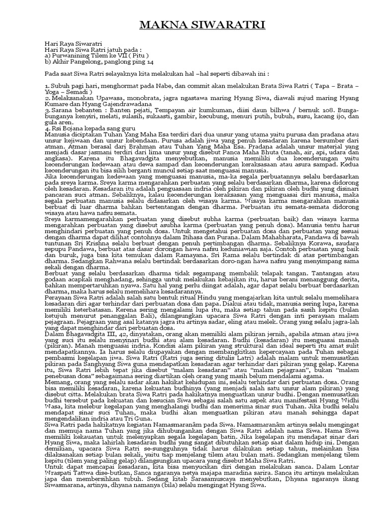 Makna Siwaratri - by Krishna - Igd | PDF