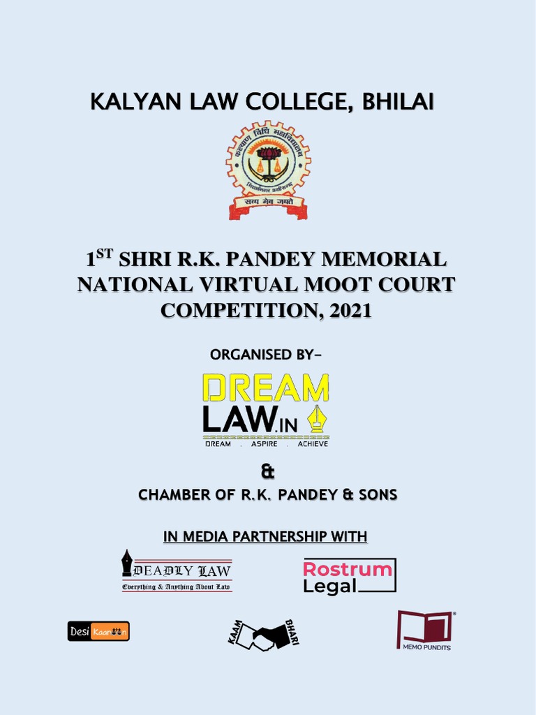 Brochure For 1st Shri R.K. PANDEY MEMORIAL NATIONAL VIRTUAL MOOT COURT ...