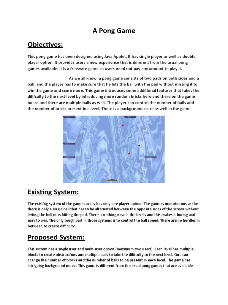 Enhanced Java Pong Game Freeware | PDF