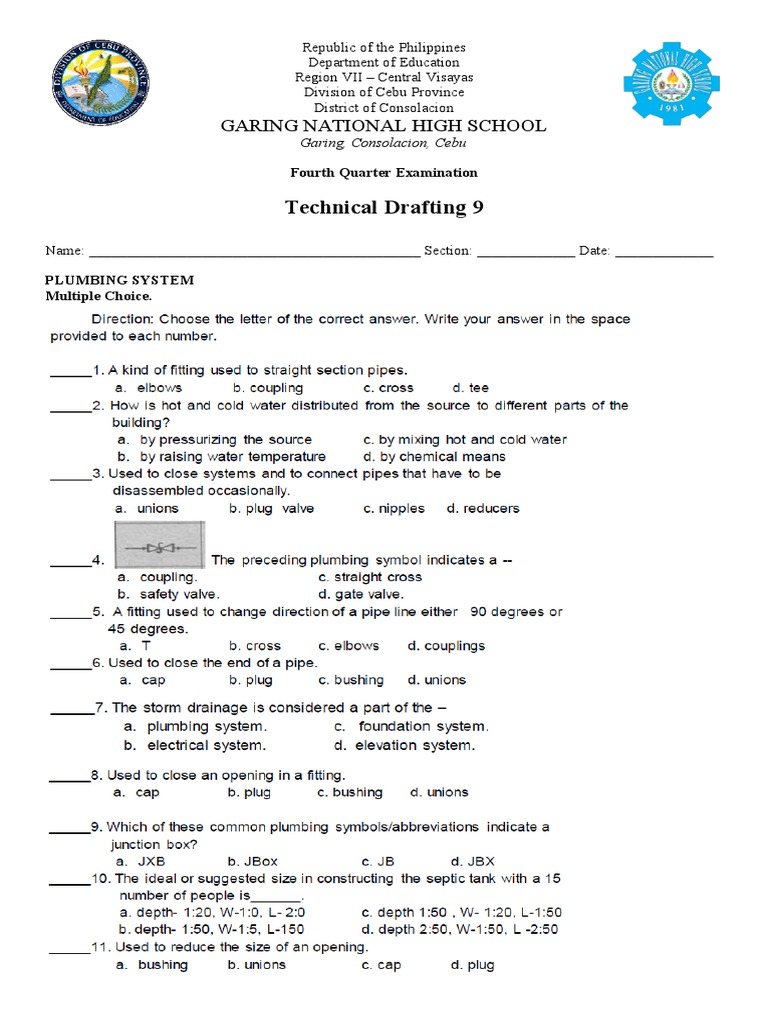 Technical Drafting Exam: Plumbing & HVAC | PDF