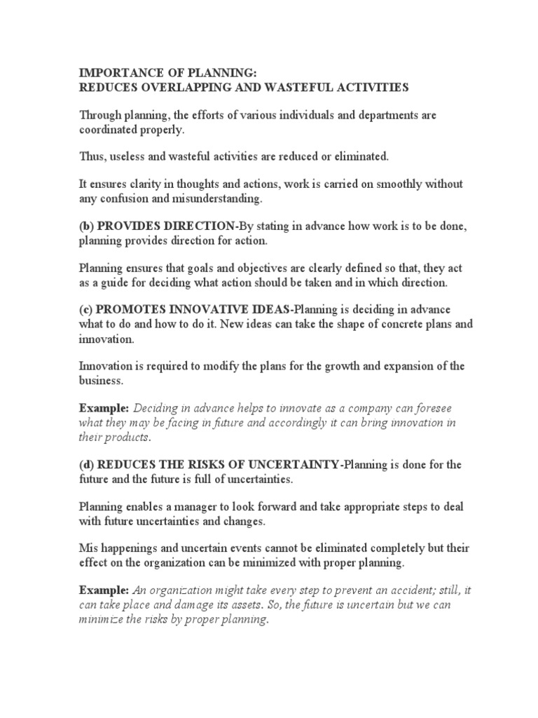Importance and Limitations of Planning | PDF | Risk | Innovation
