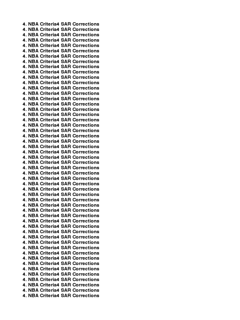 NBA Criteria4 SAR Corrections | PDF