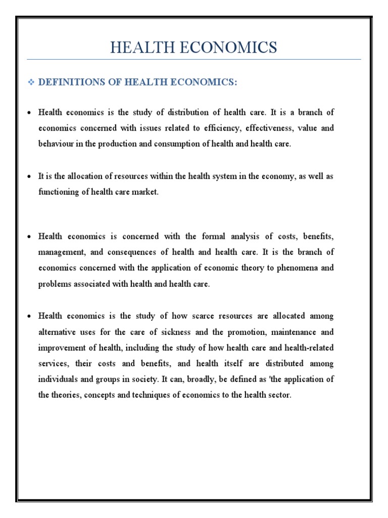 HEALTH ECONOMICS PRINCIPLES | PDF | Economics | Cost–Benefit Analysis